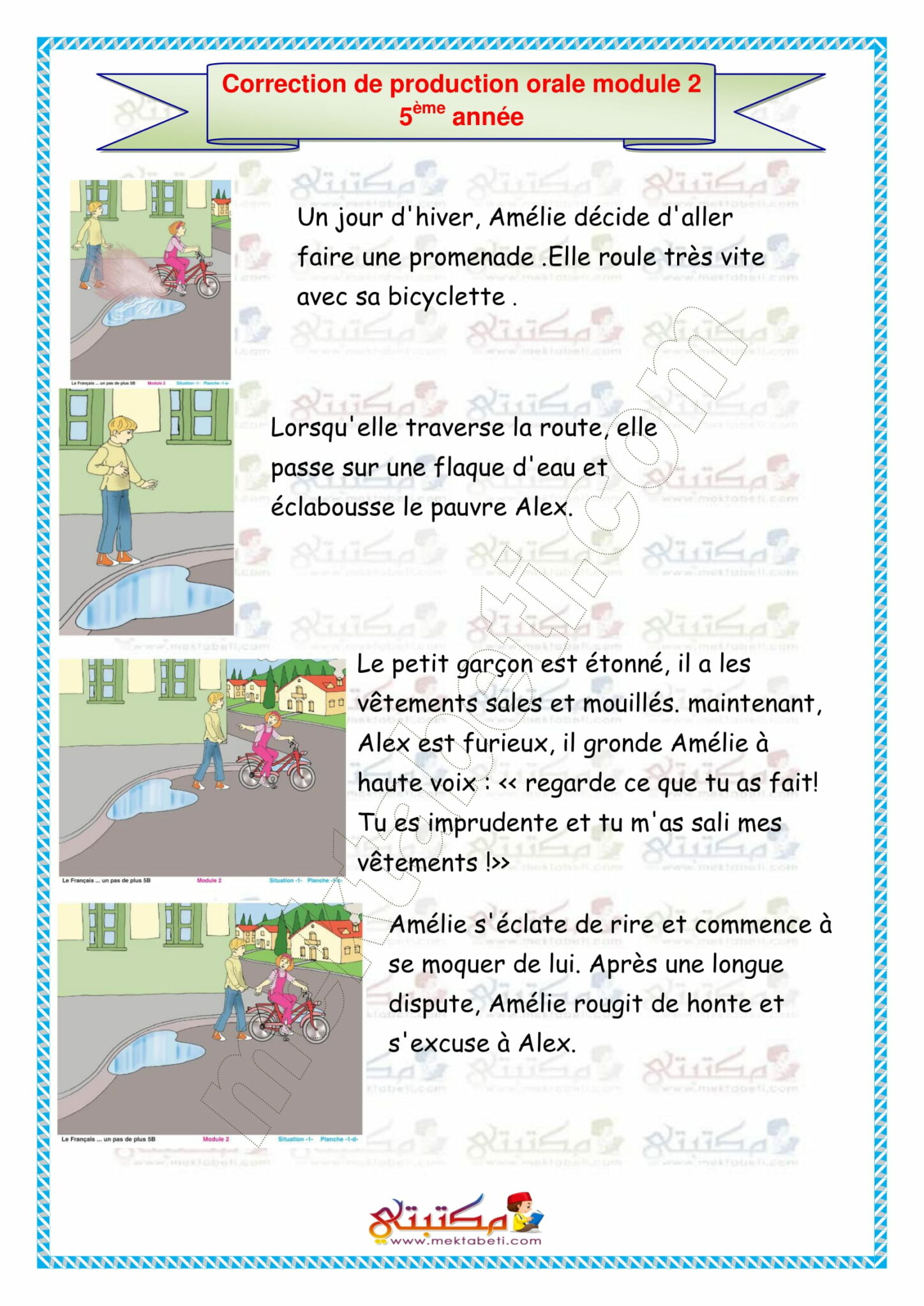 Correction de production orale module 2 5ème année - مكتبتي المنصة ...