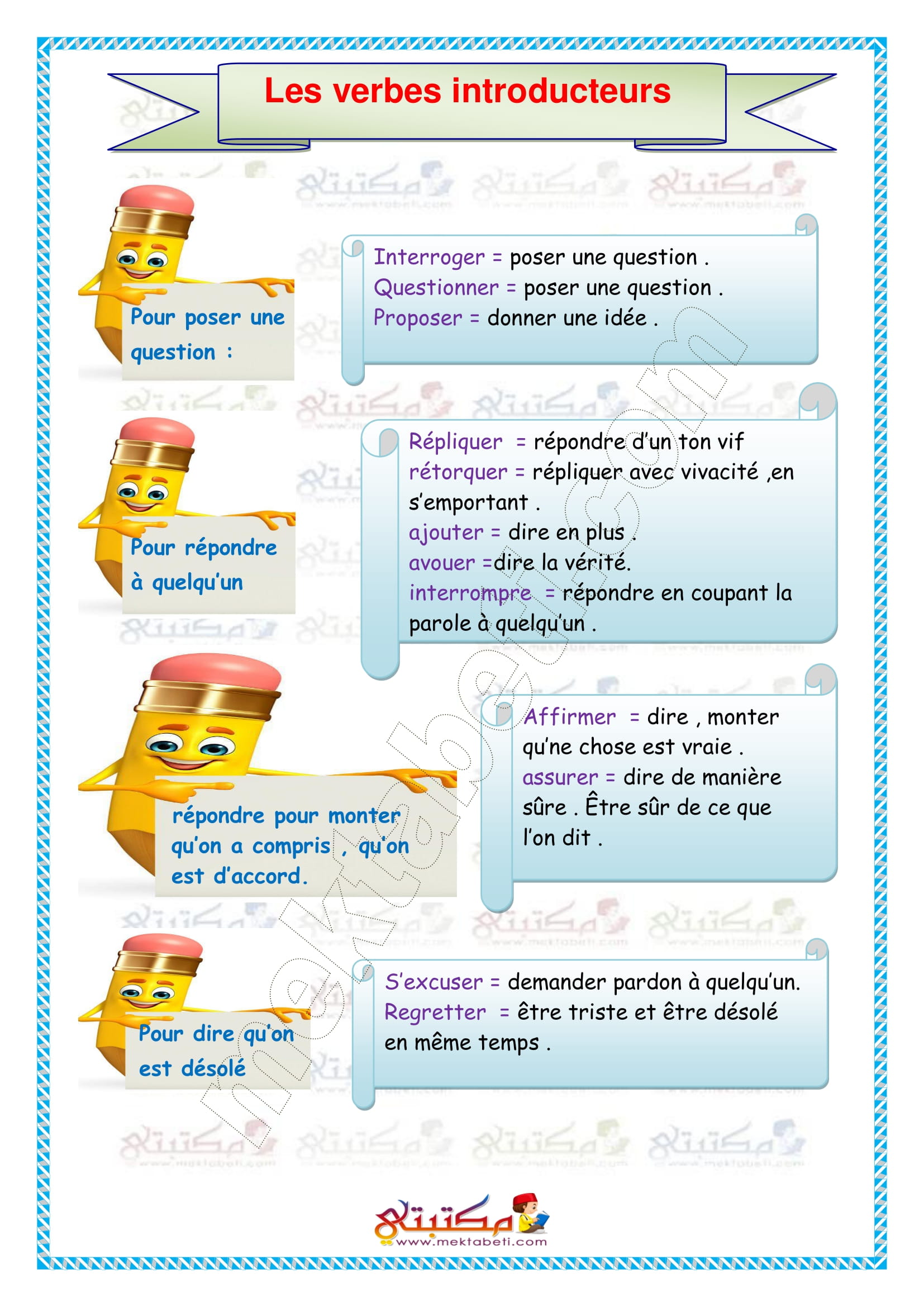 Les verbes introducteurs - مكتبتي المنصة التعليمية