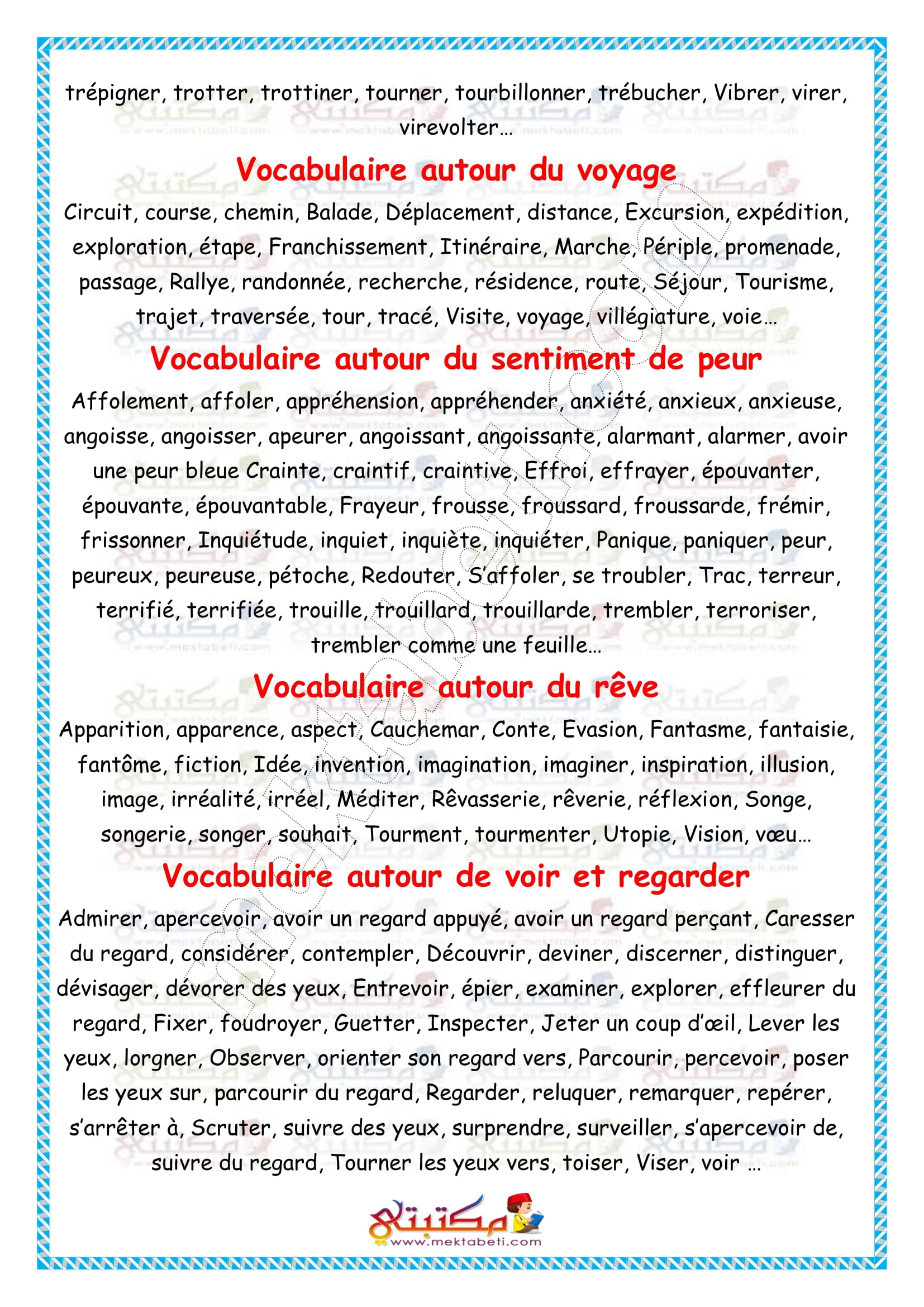 Mon petit lexique pour réussir les productions écrites - مكتبتي المنصة ...